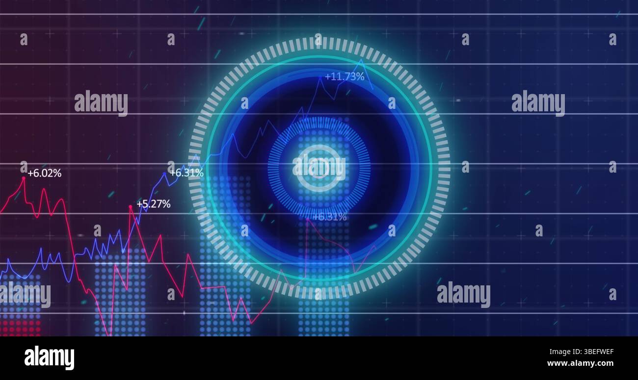 Image of scope with grid and data processing Stock Photo - Alamy