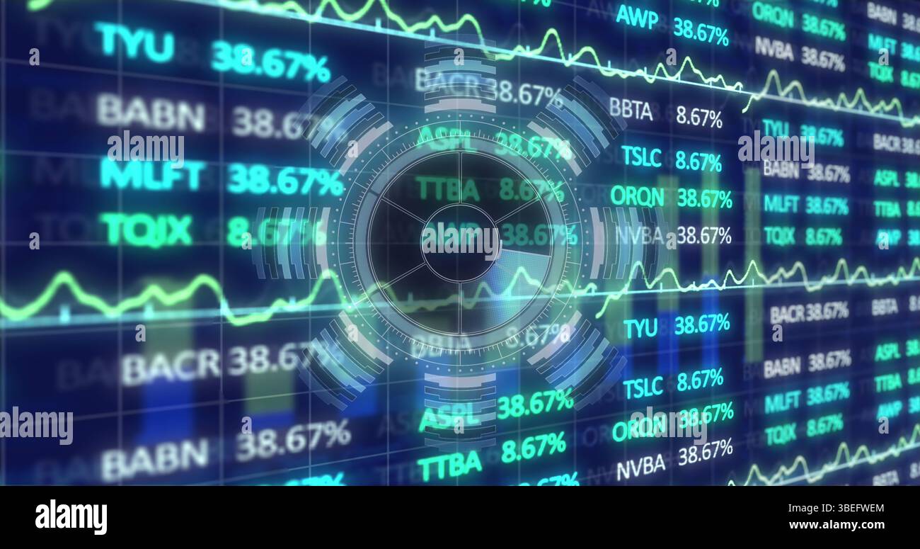 Image of radar over financial data and graphs on navy background Stock ...