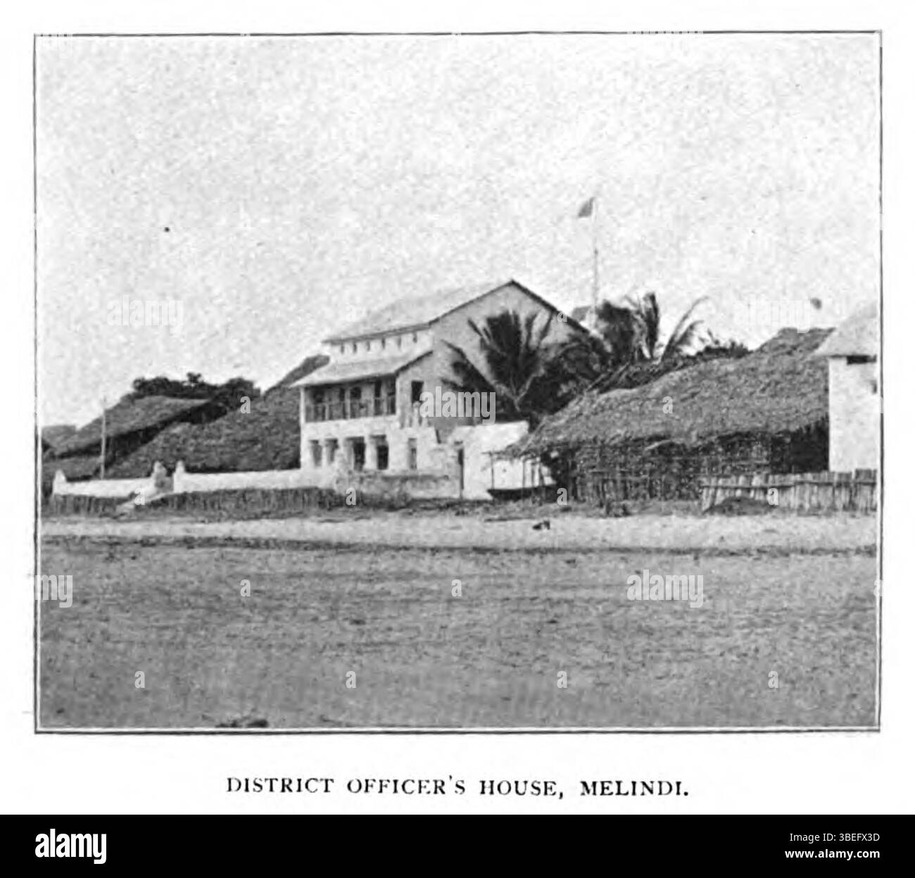 This black-and-white photograph shows the House of Columns in Malindi ...