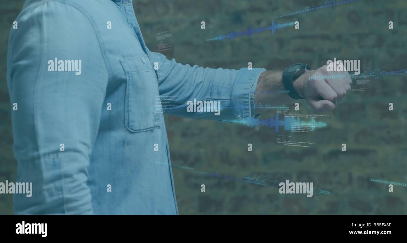 Man checking performance on smartwatch hi-res stock photography and ...