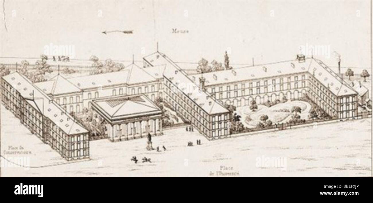 This 1869 axonometric view of the University of Liège in Belgium was ...