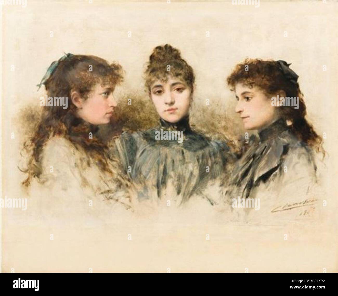 This oil painting by Alexandre Jacques Chantron depicts women in the ...