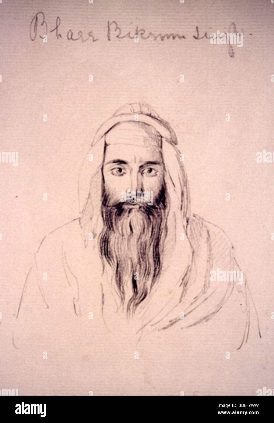 This 1849 sketch depicts Bikram Singh Bedi, son of Sahib Singh Bedi, showcasing the fine details ...