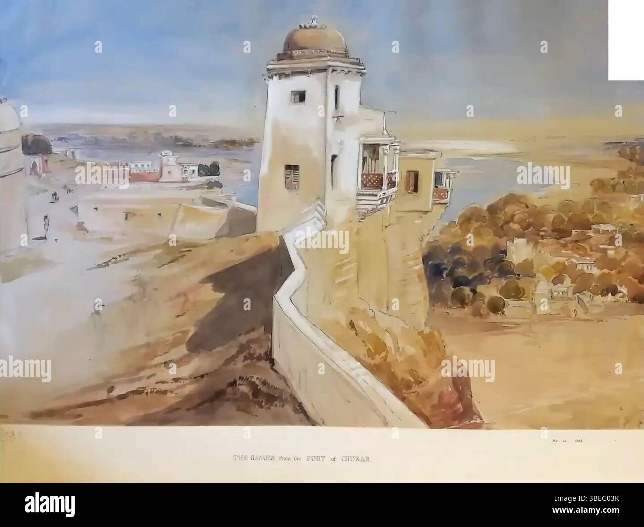 A watercolour painting by Charlotte Canning, depicting the view of the ...