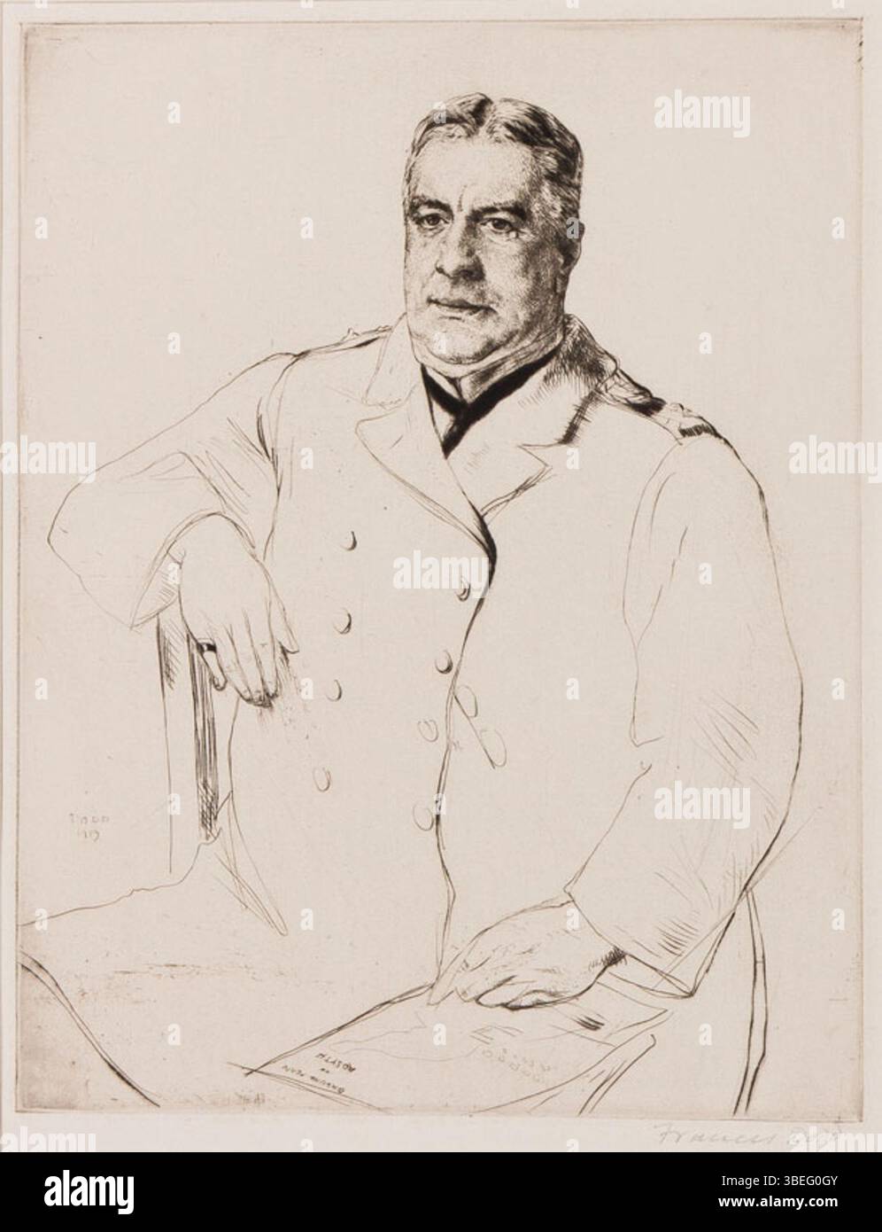 Drypoint portrait of Admiral Sir Henry Harvey Bruce by Francis Dodd ...