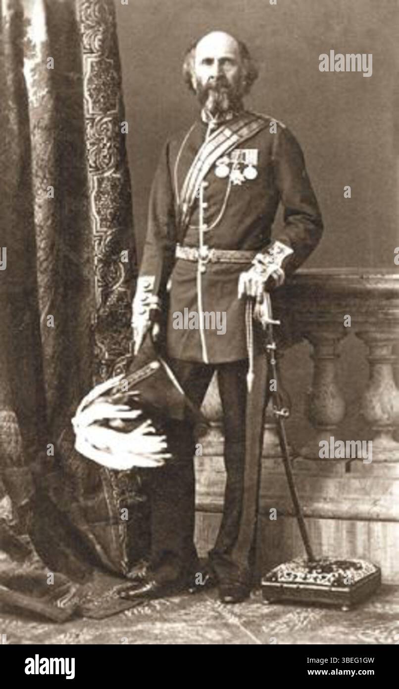 This portrait depicts Major-General Sir George Legrand Jacob, KCSI, CB ...