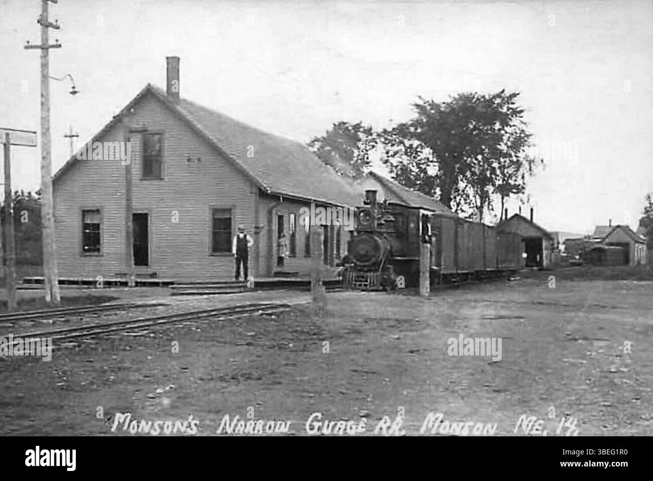Photograph from around 1914 showing Monson's Narrow Gauge Railroad in ...