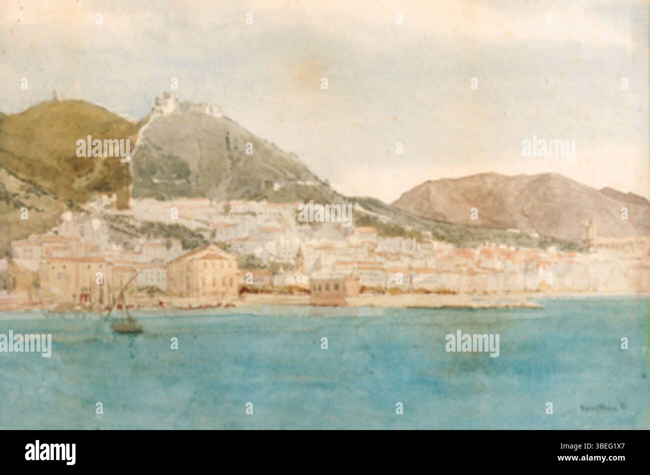Harry Hine’s painting features a vibrant southern Italian harbor scene ...