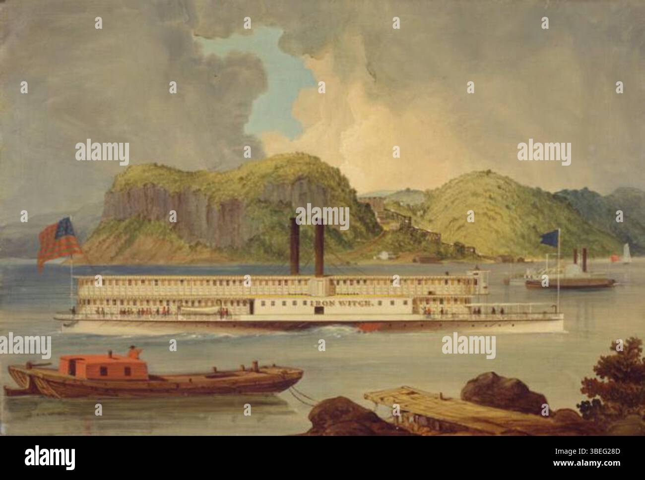 This 1846 painting depicts the steamboat 'Iron Witch,' an important ...