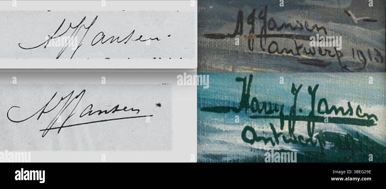 This composite showcases various signatures by Harry J. Jansen ...