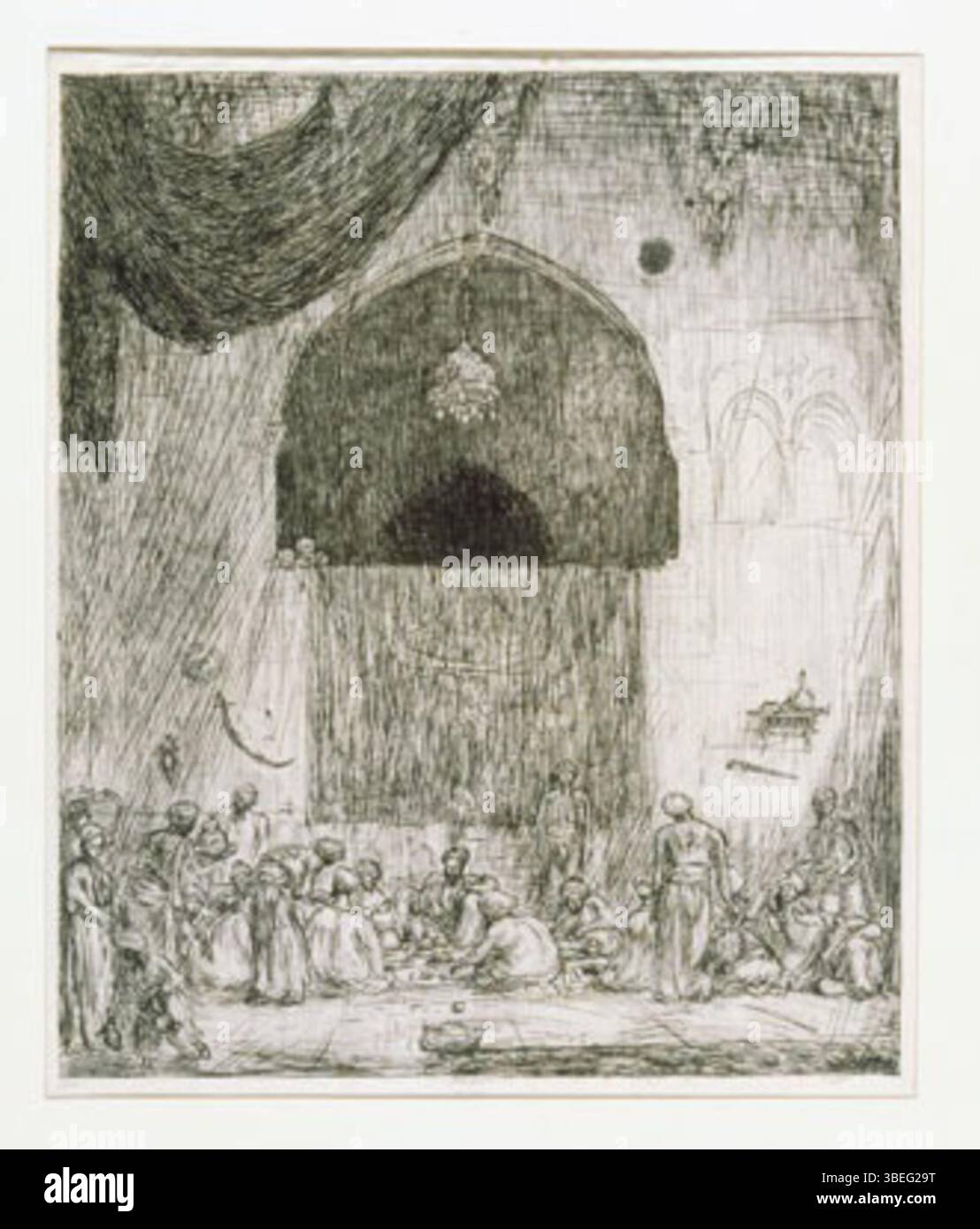 An 1891 artwork by Marius Bauer portraying a traditional Turkish meal ...