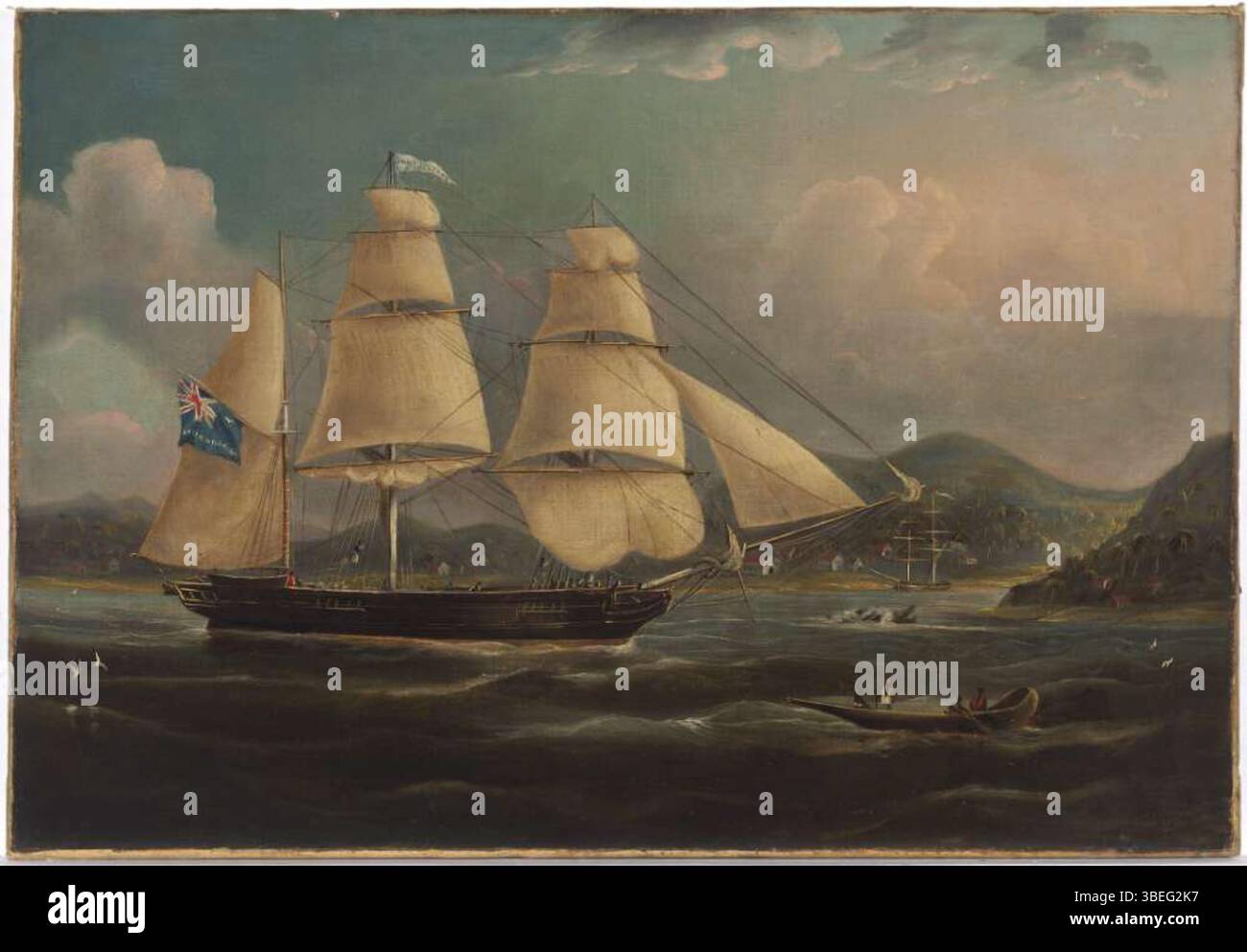 A painting by Richard Ball Spencer of the 'John Williams,' a missionary ...