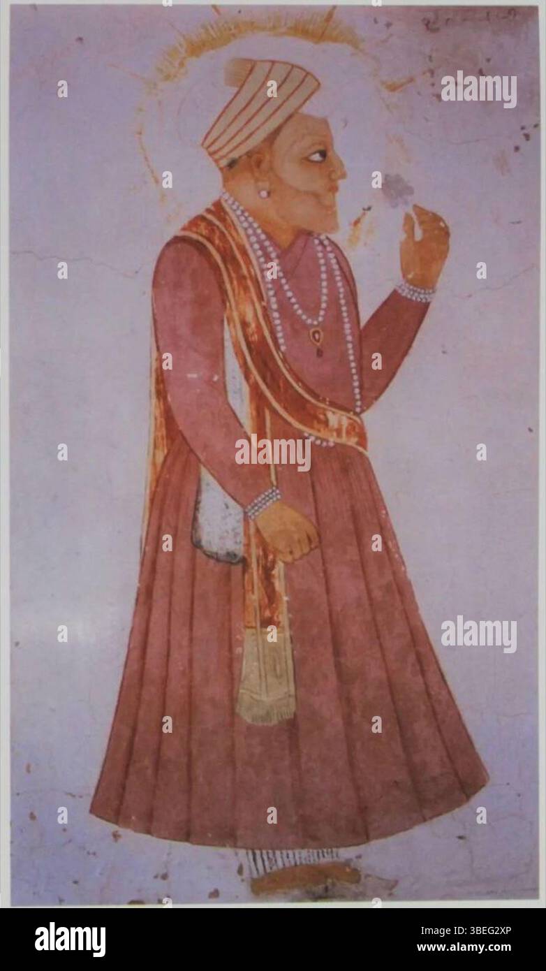 This early 18th-century fresco portrays Guru Har Rai at the Bhai Bahlo ...