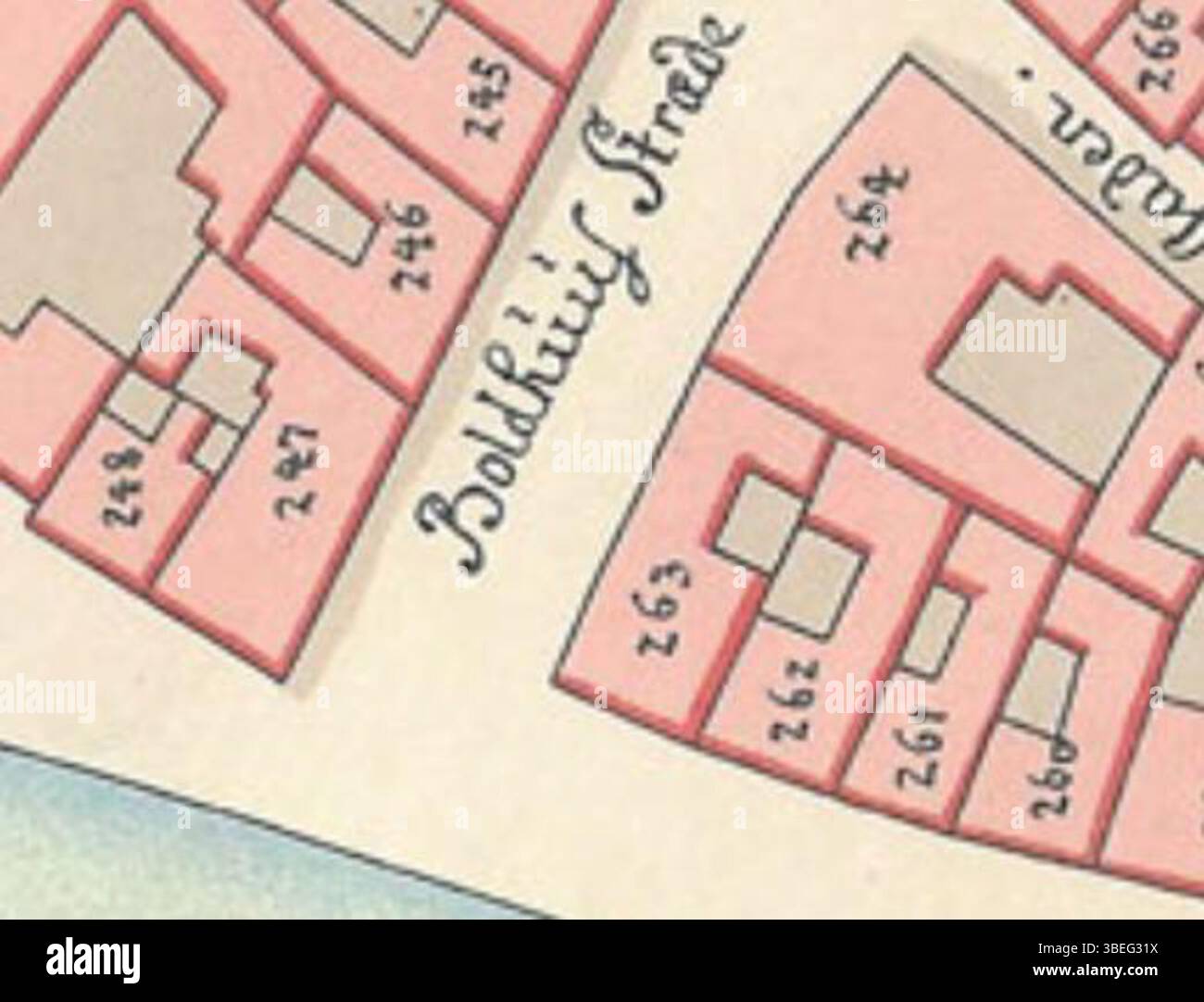 A detailed section from Christian Gedde's 1757 map of Øster Kvarter in ...