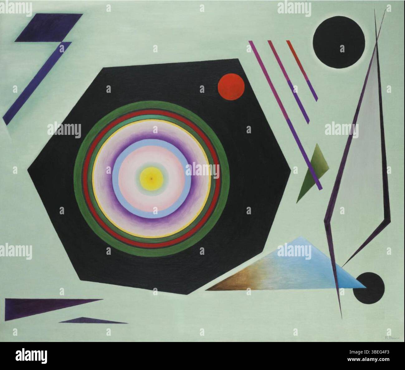 Colored Swinging by Rudolf Bauer uses dynamic colors and shapes to ...