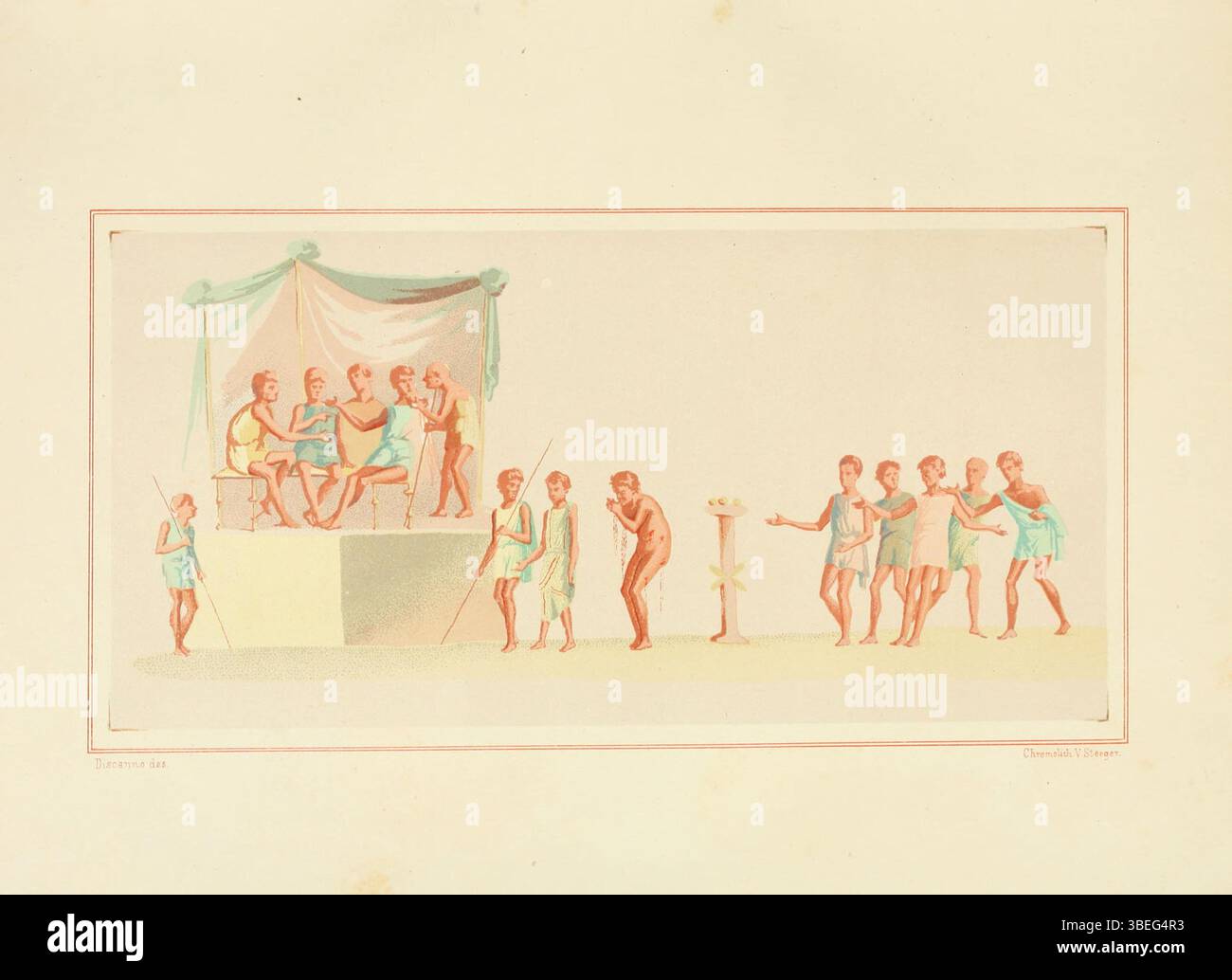 Depiction of festive scenes featuring journeymen whalers inside the ...