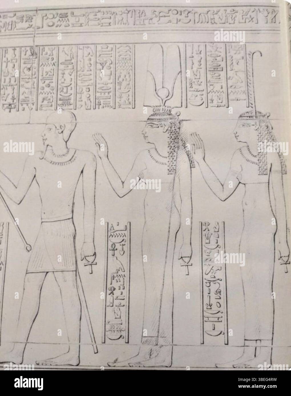 Reproduction of a relief showing Imhotep, Khereduankh, and ...