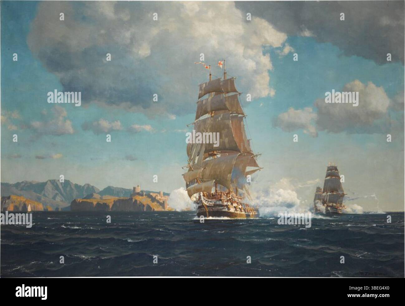 Michael Zeno Diemer’s painting *Battle on High Seas* (1867–1939 ...