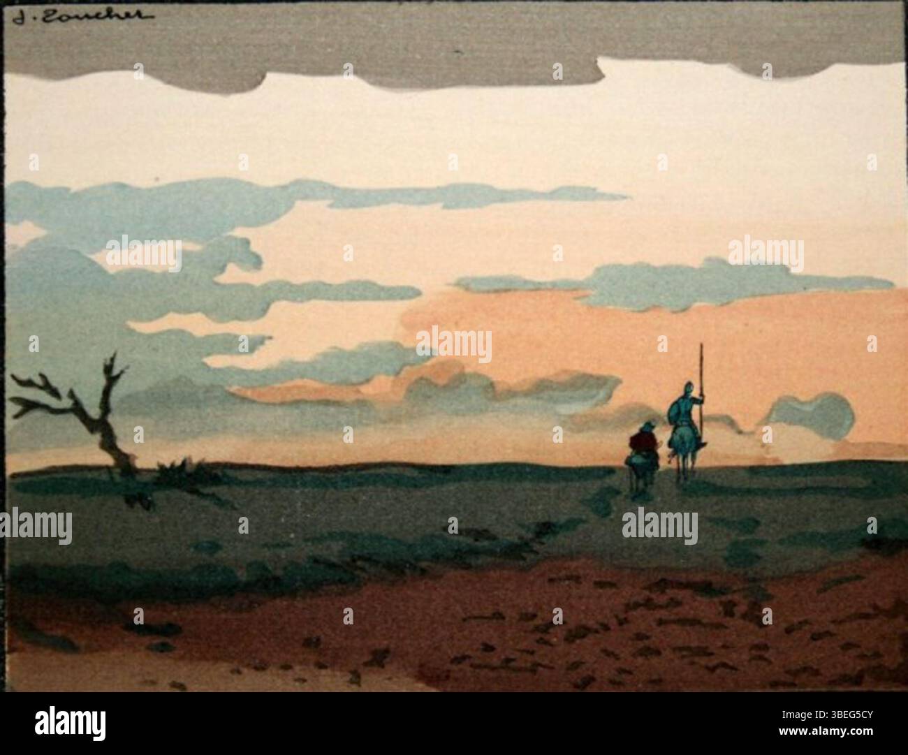 This 1945 work, 'Don Quichotte' by Jacques Touchet, depicts scenes ...