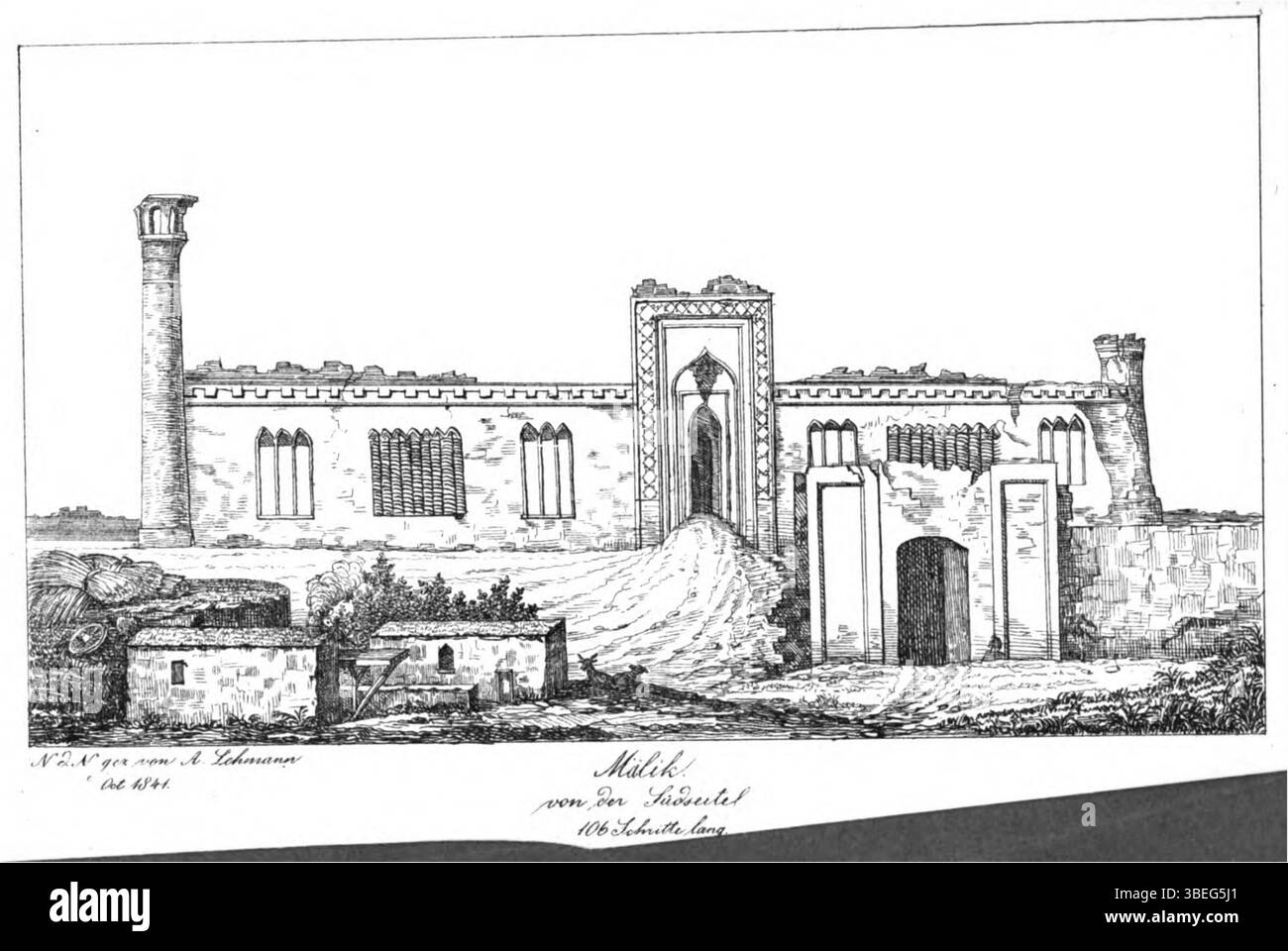 This artwork by Alexander Lehmann depicts the *Rabati Malik* structure ...