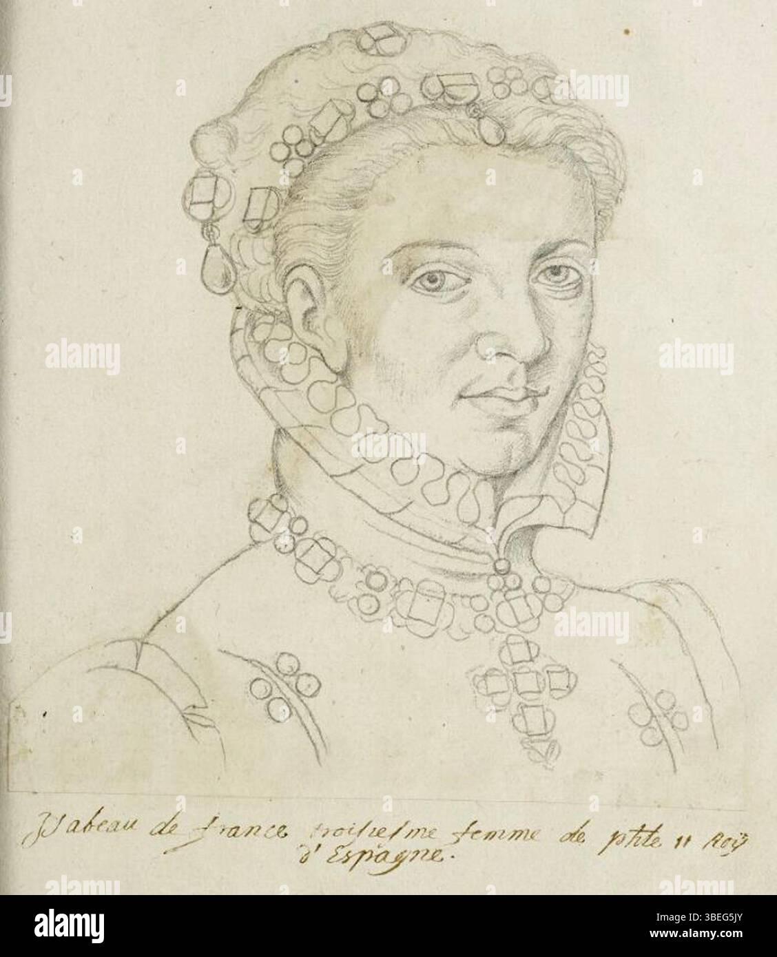 A portrait of Elisabeth of Valois, second wife of Philip II of Spain ...