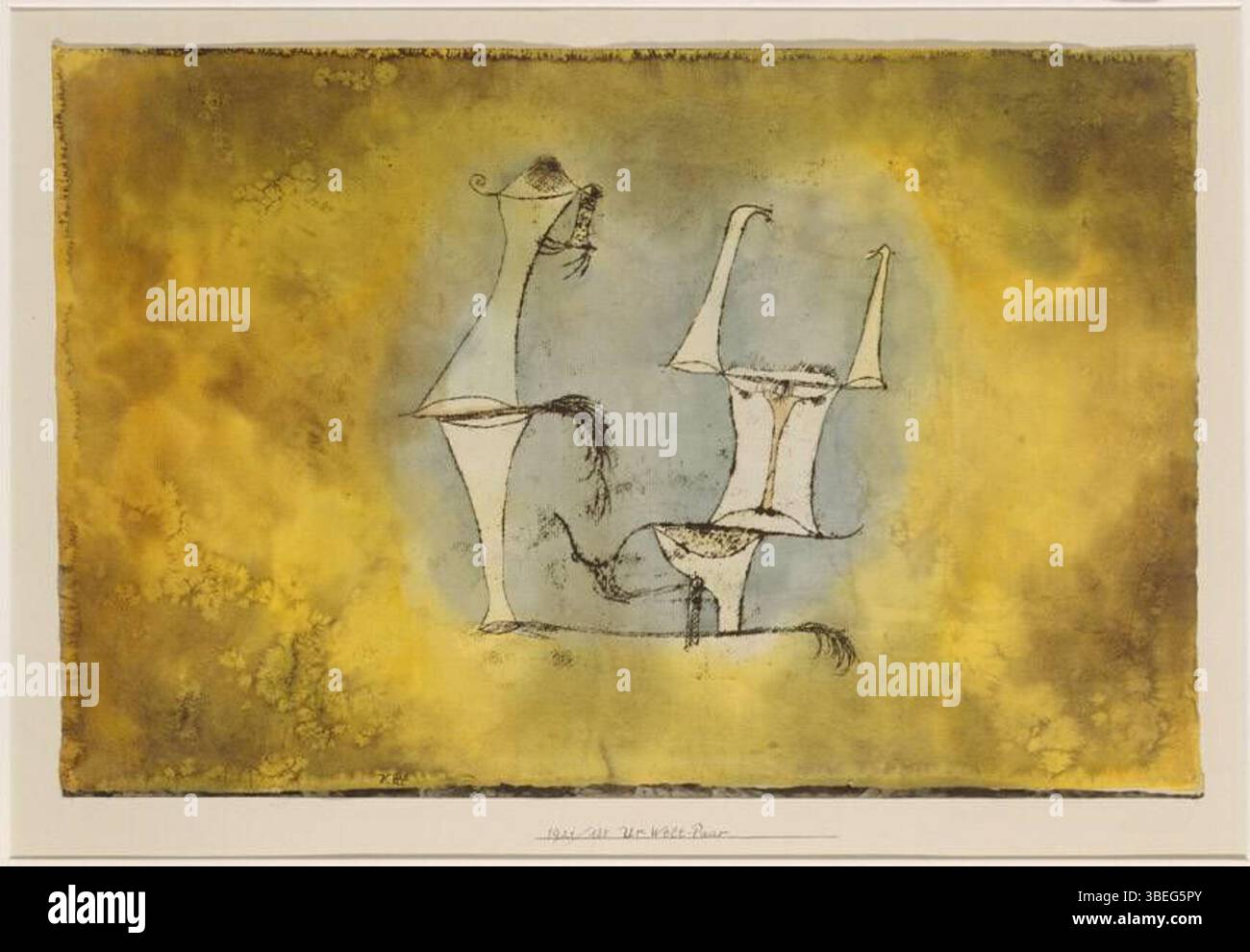 'The Primeval Couple' by Paul Klee, painted on July 7, 1927, reflects ...