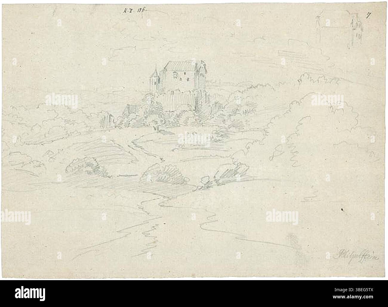 Drawing of Hilpoltstein Castle by German artist Johann Adam Klein (1792 ...