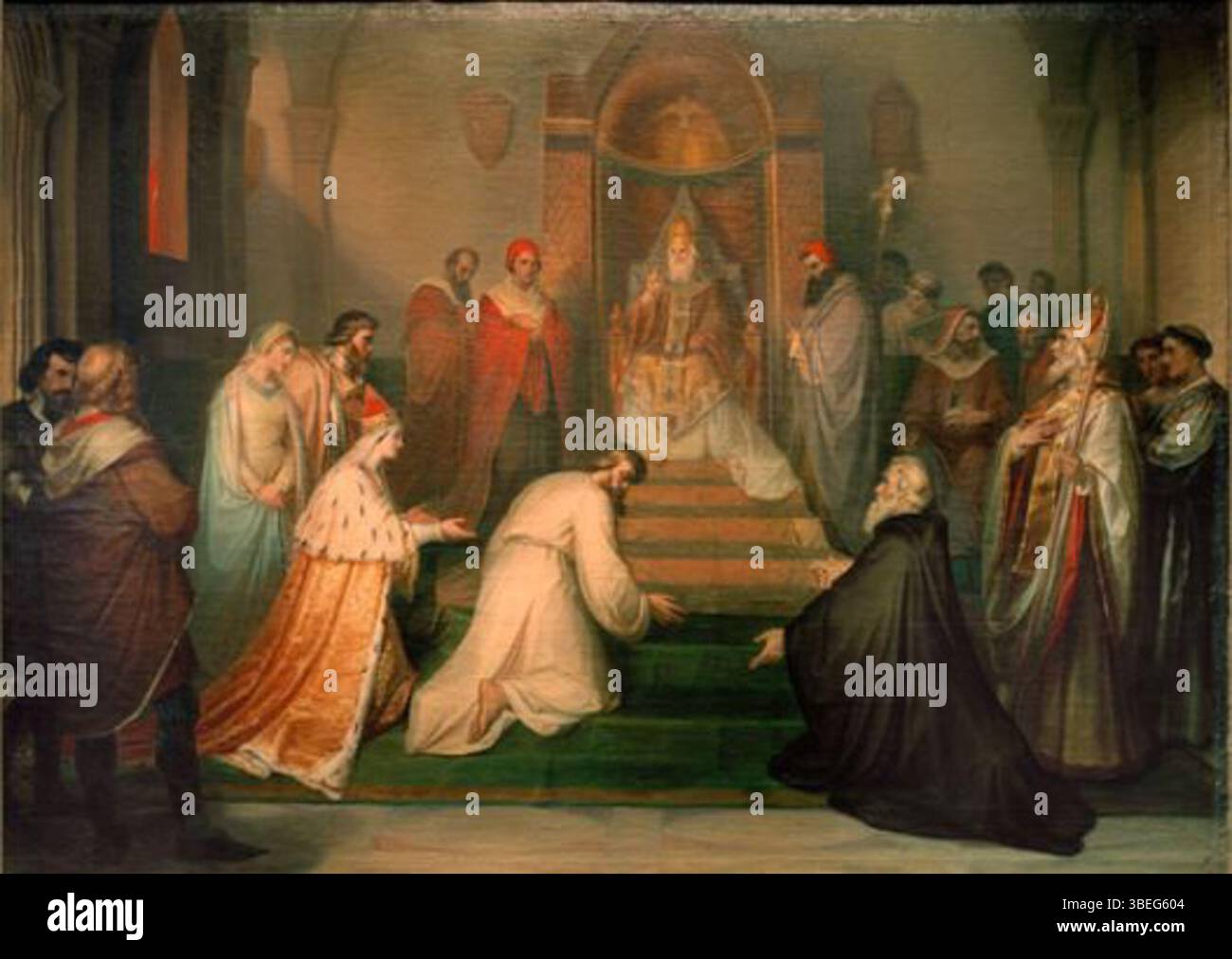 This artwork by Giulio Cesare Arrivabene depicts the historical meeting ...