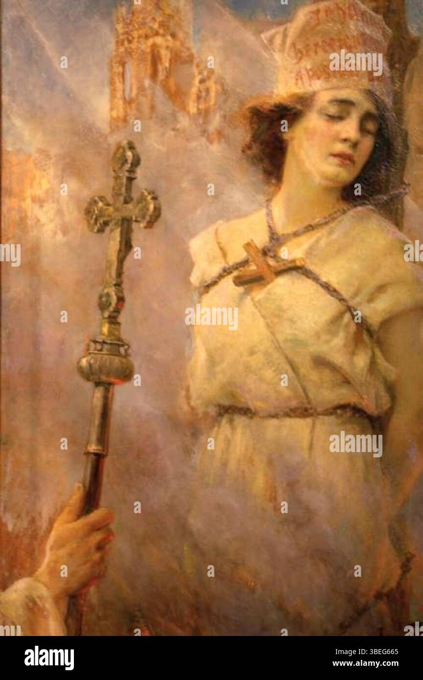 This 1922 painting by Jan Styka depicts Joan of Arc, the French heroine ...