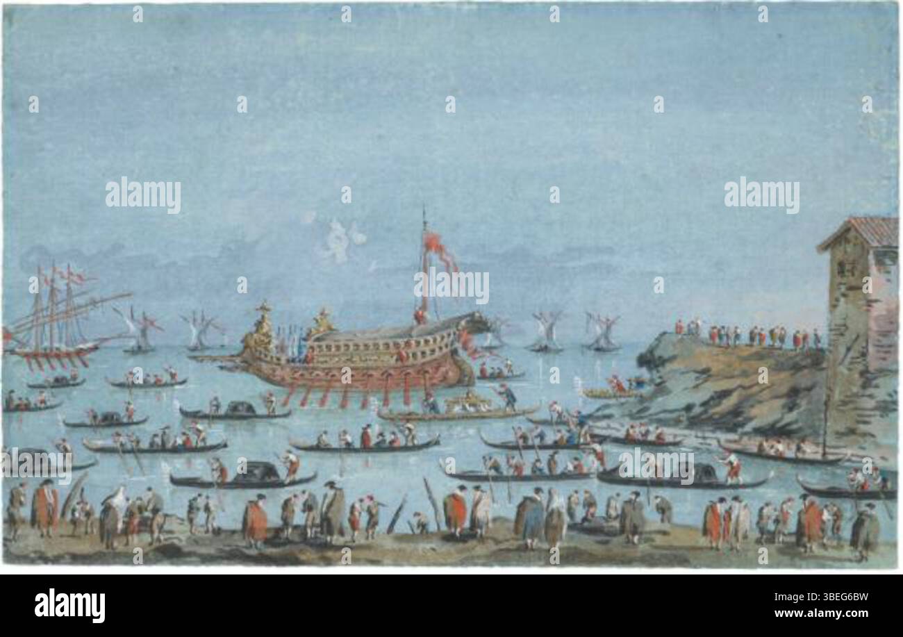 Giacomo Guardi’s painting, 'The Bucintoro in the Lagoon,' depicts the ...