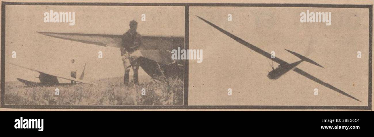 Two M-5 gliders, assembled and ready for flight, with Michel Minéo in ...