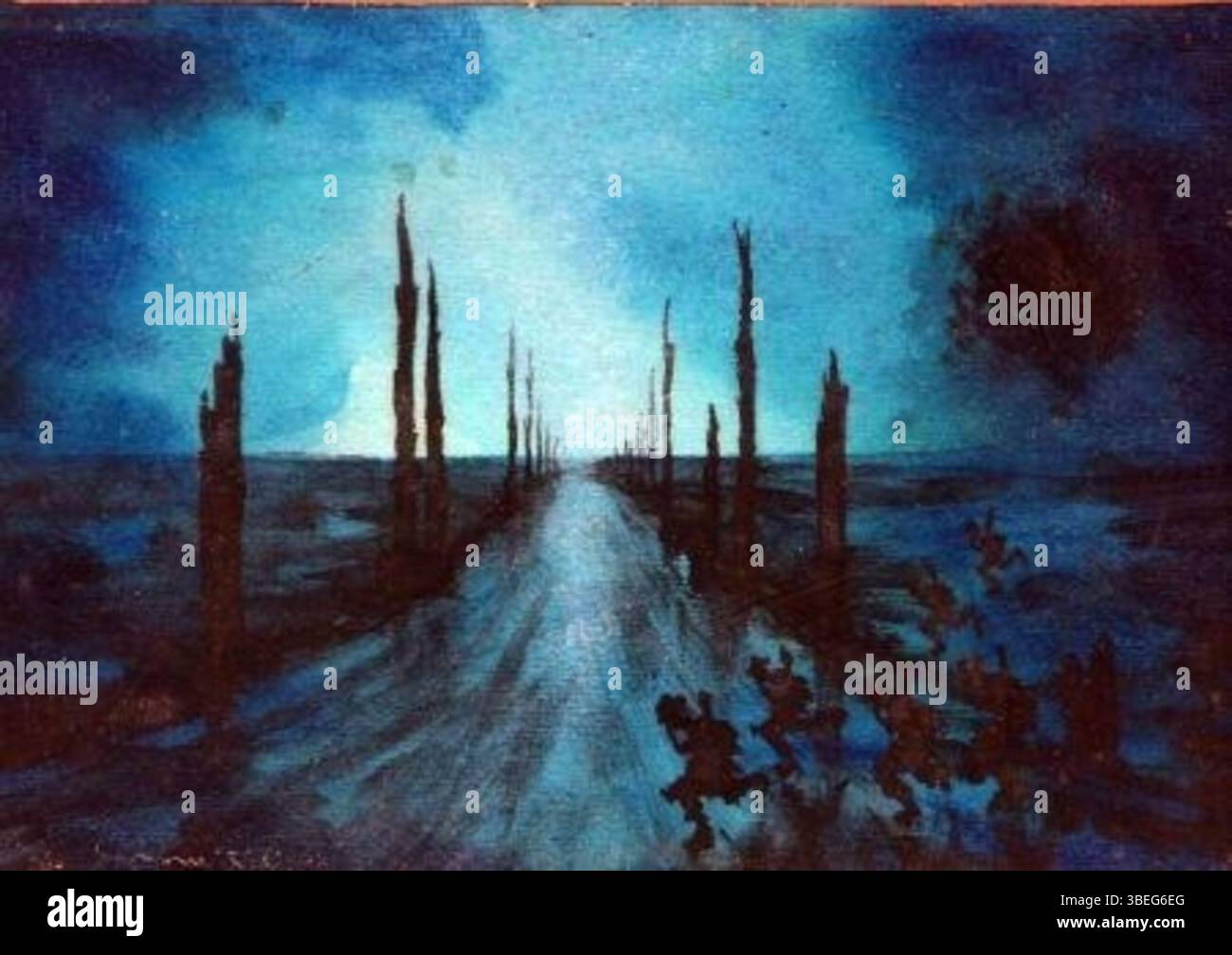 F.J. Mears' watercolour titled 'The Road of No Return' symbolizing the ...