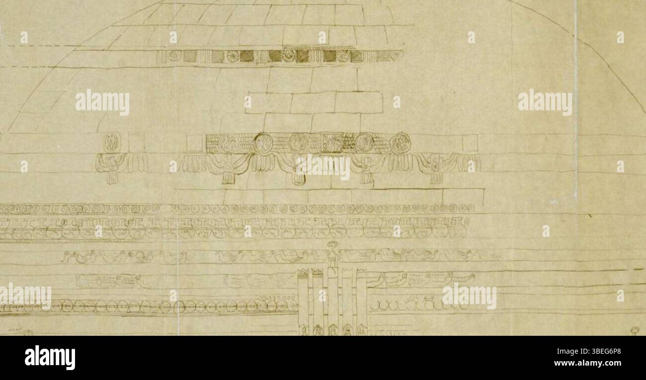 This drawing by Sir Walter Elliot in 1845 depicts a conjectural ...