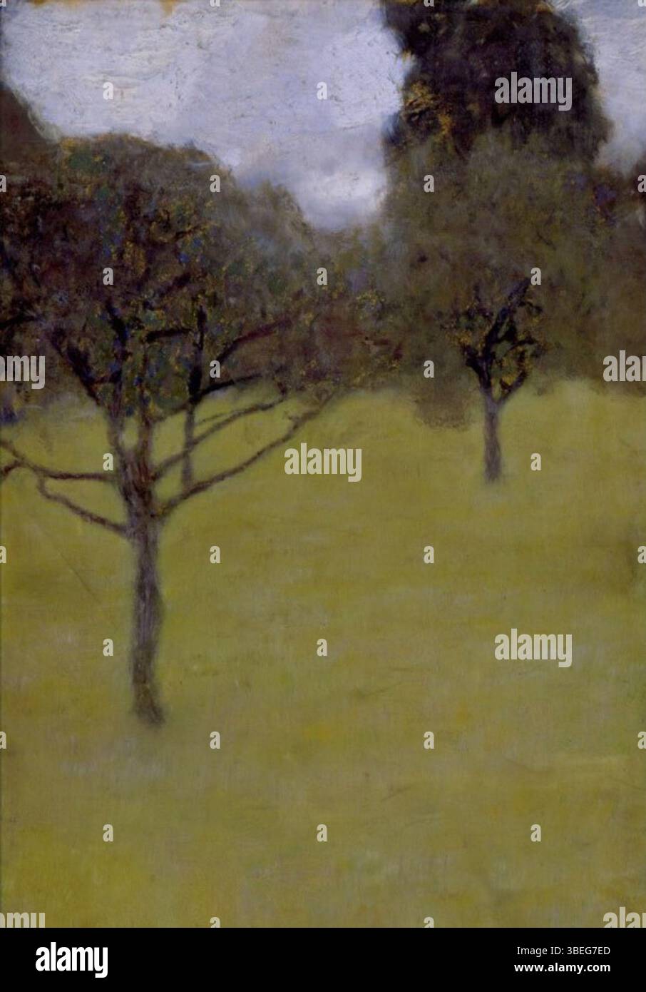 This 1898 work by Gustav Klimt titled *Obstgarten* (Fruit Garden ...