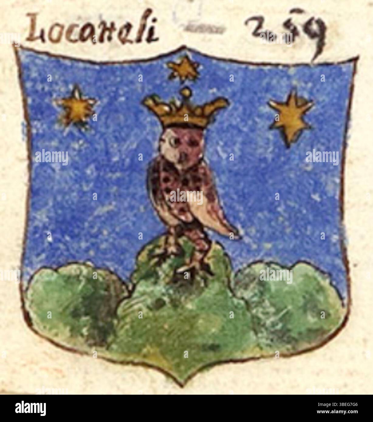 19th-century illustration of the Locatteli family coat of arms from the ...