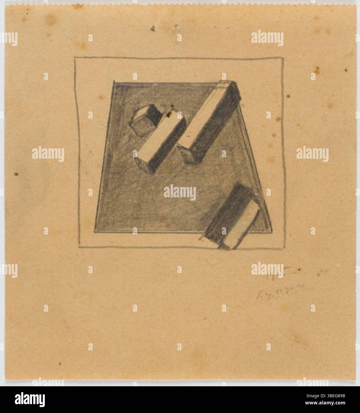 Kazimir Malevich's 1915 work, Composition 9 t (S-663), is a pencil ...