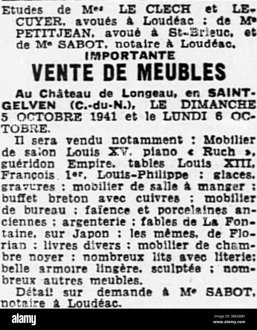 This article from *L'Ouest-Éclair* on September 27, 1941, announces the ...