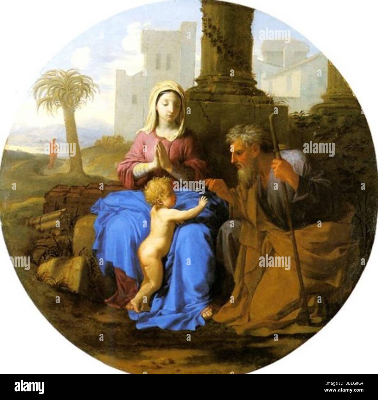 Painting by Eustache Le Sueur titled 'The Holy Family', housed at the ...