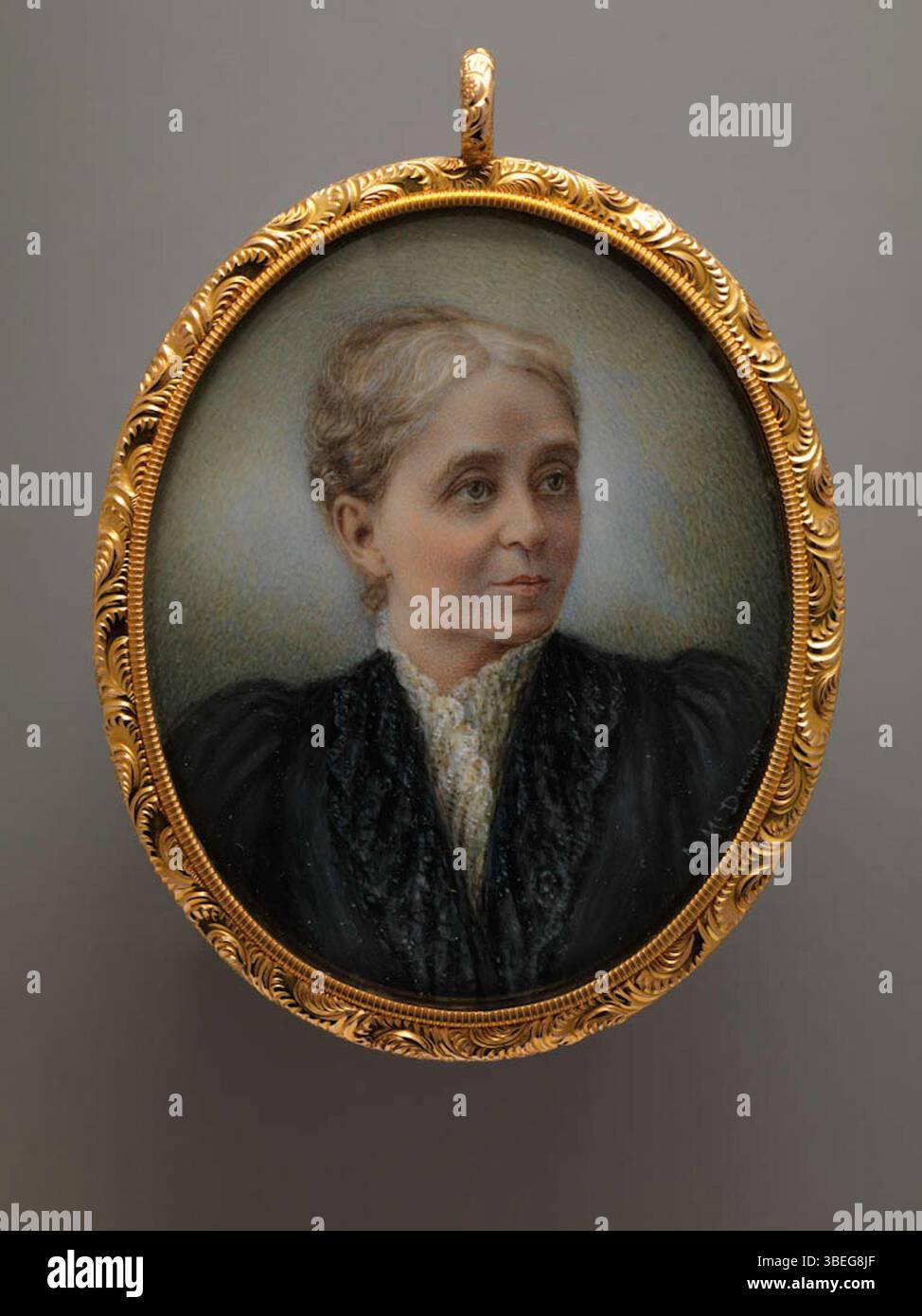 This watercolor portrait, created by N. McDermott around 1895, depicts ...