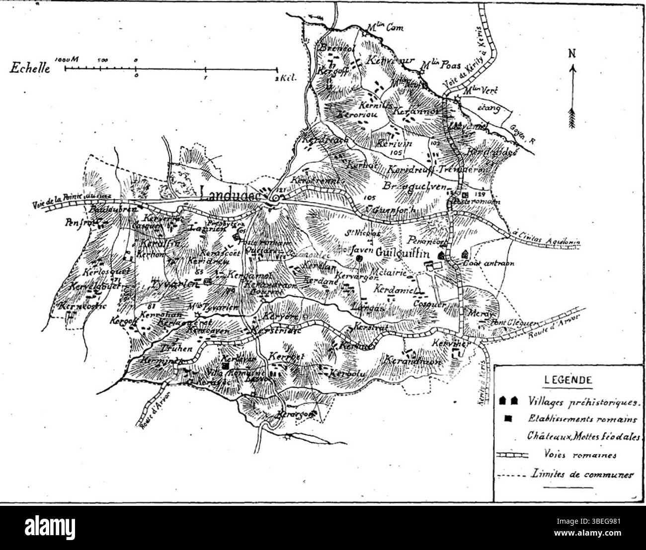This 1917 map by Gaston Conen de Saint-Luc shows the commune of ...