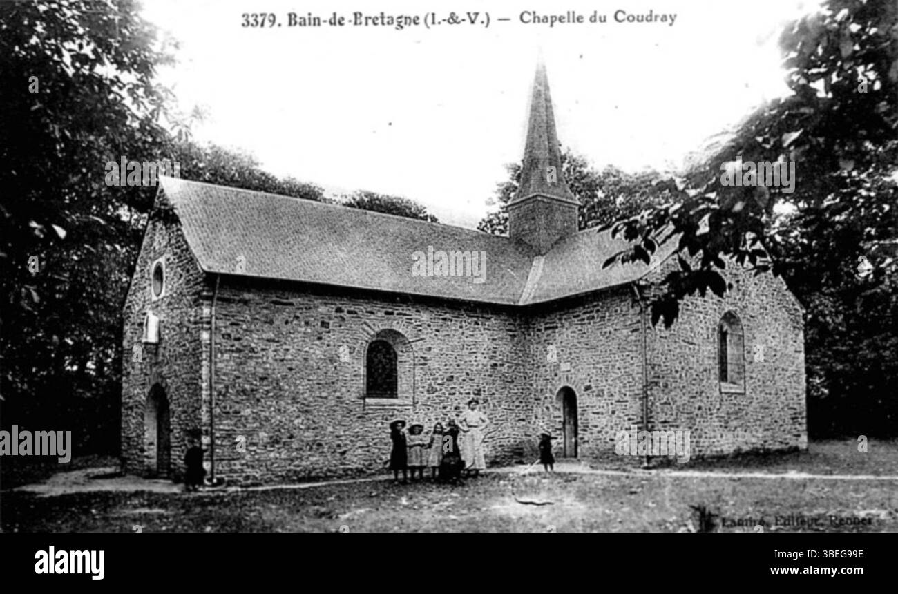 A postcard from around 1925 showing the Chapelle du Coudray in Bain-de ...