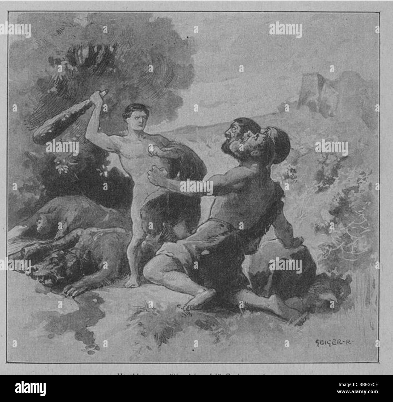 In this illustration by Richard Geiger from 1900, Heracles is shown ...