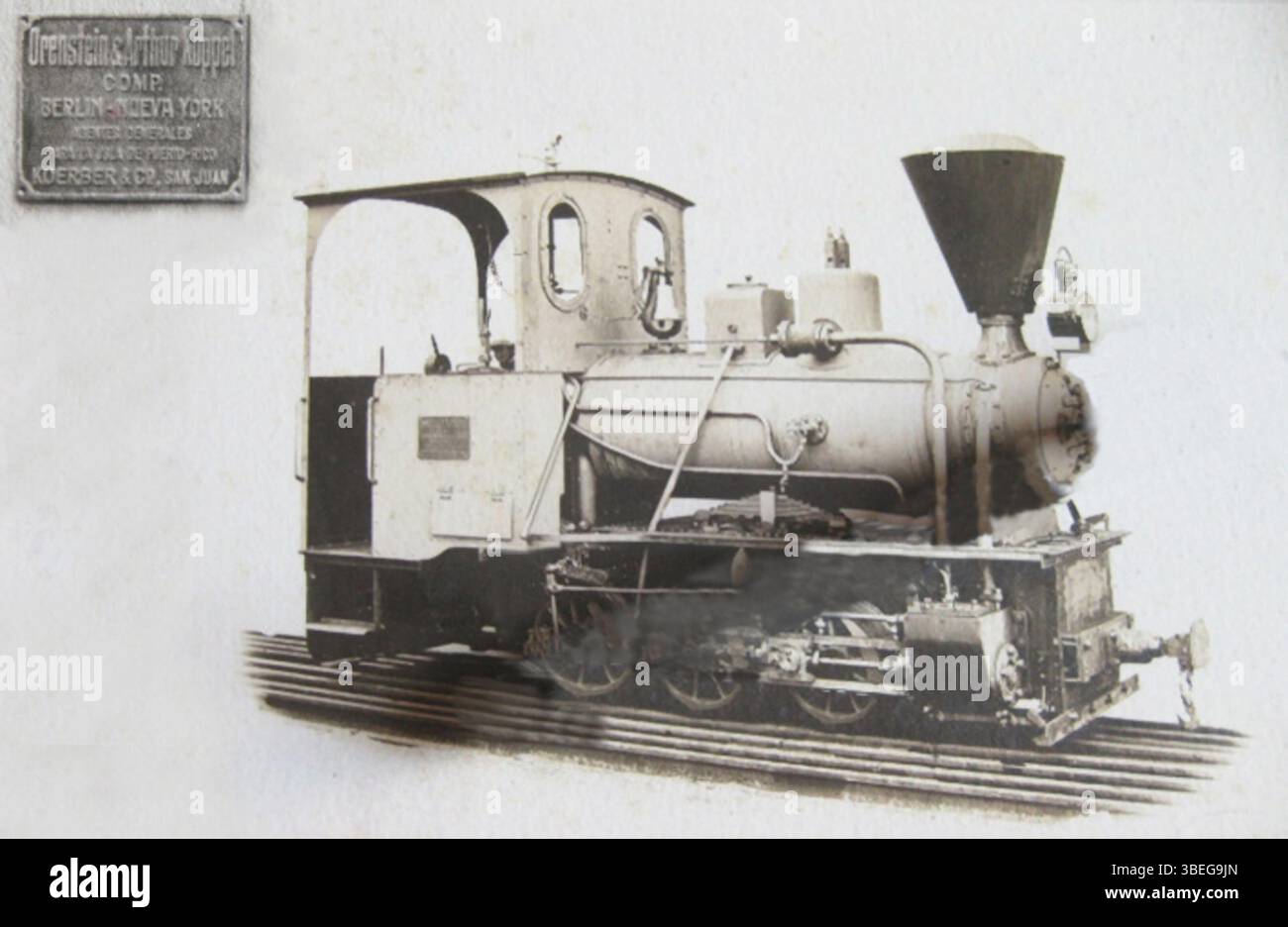 This vintage photograph, dating to circa 1910, shows a locomotive from Puerto Rico manufactured ...