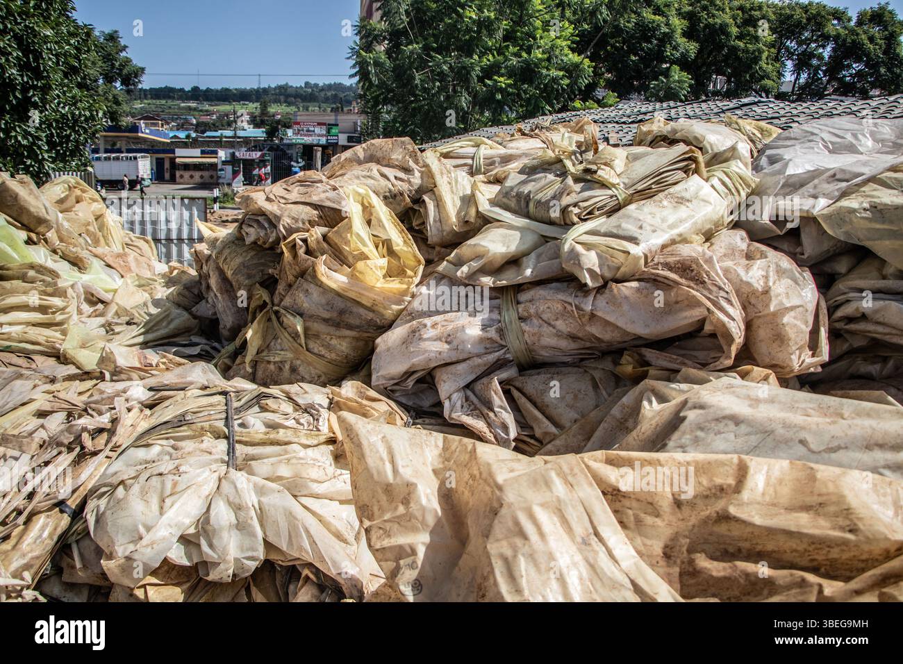A view of greenhouse plastic waste at a collection center near Nakuru ...