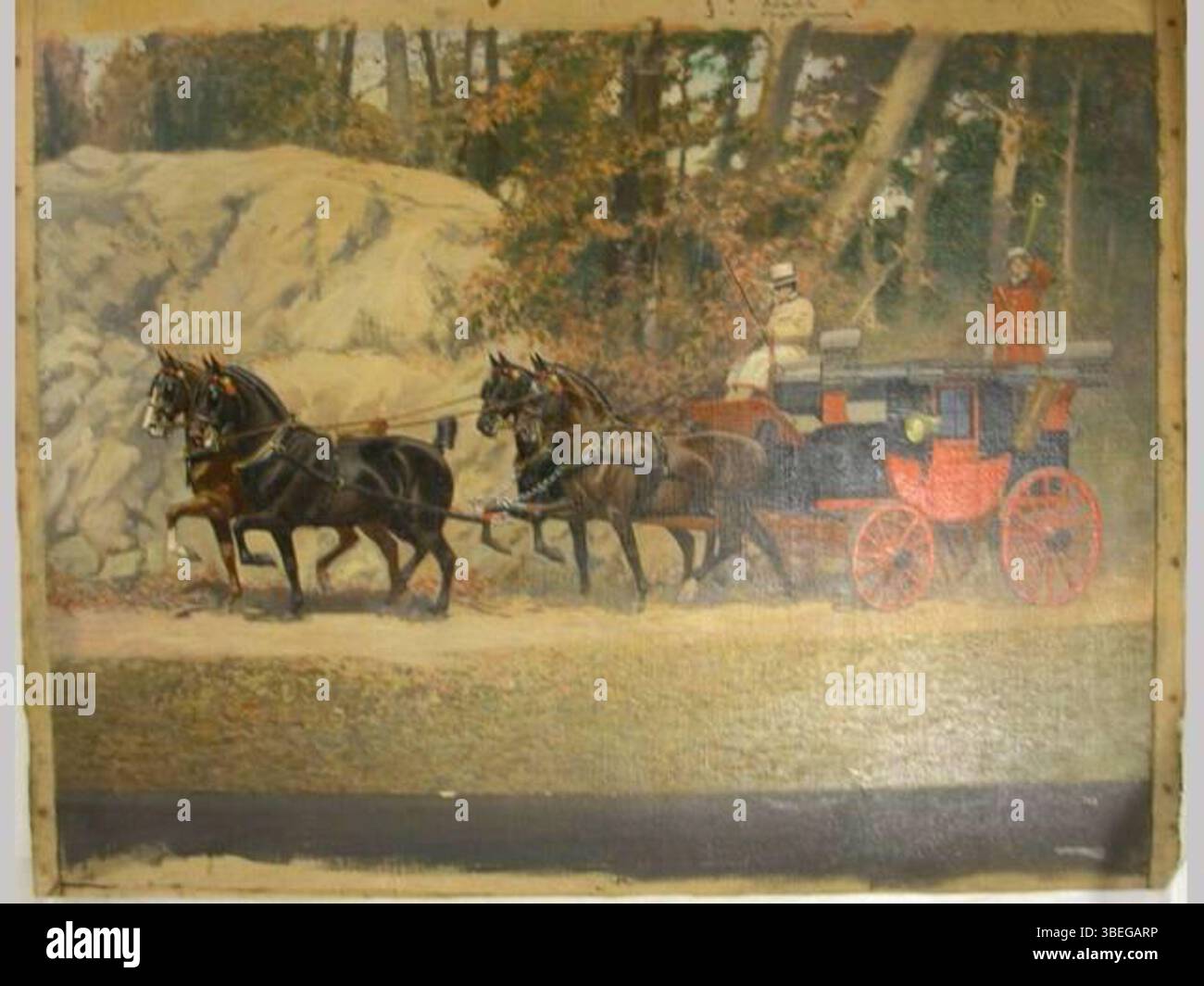 A painting from 1917 depicting the Road Team, winner of the Vanderbilt ...