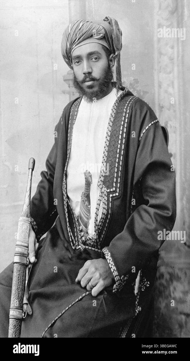 A portrait of Taimur bin Feisal, the Sultan of Oman, created by an ...