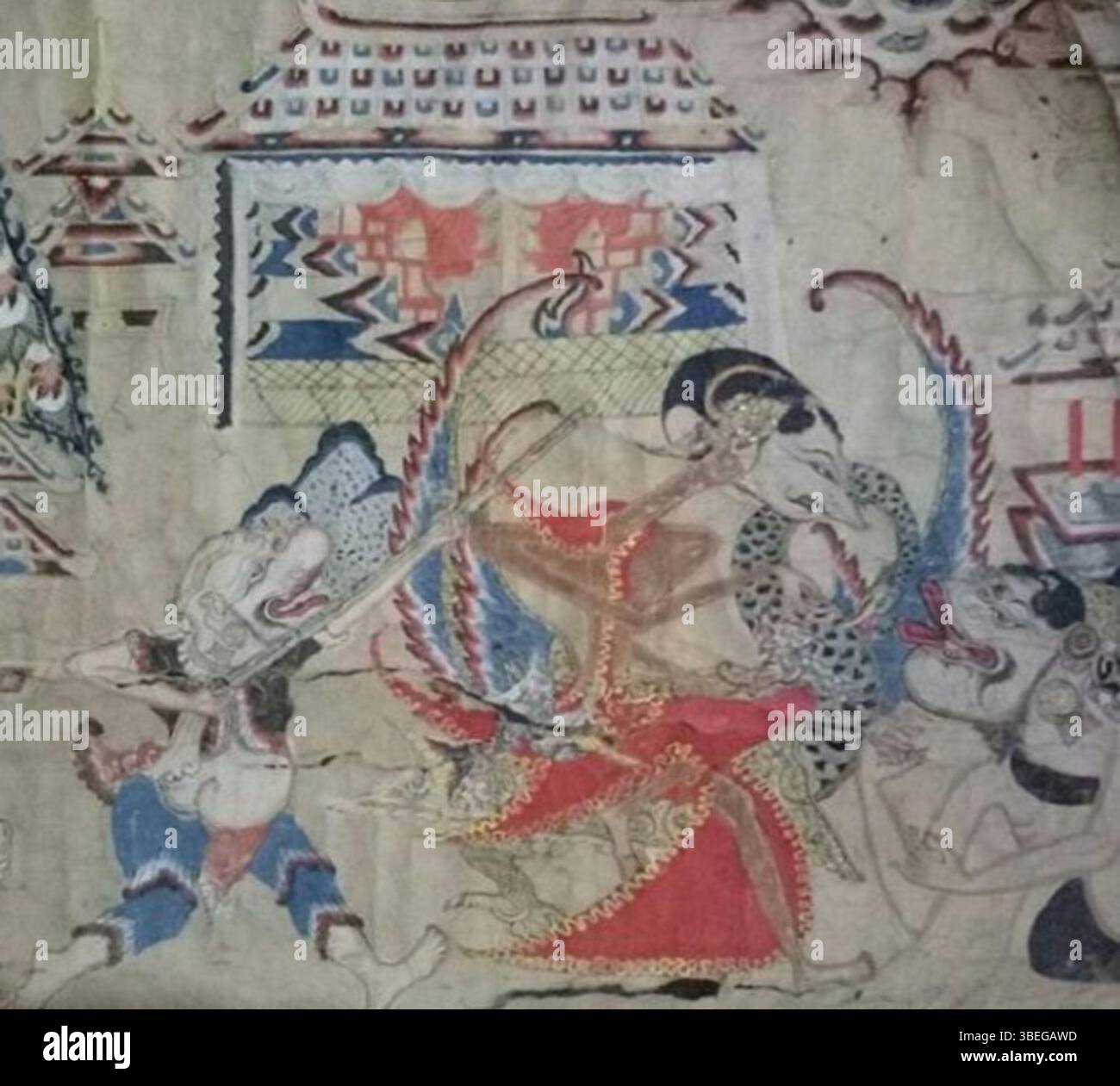 This 18th-century Wayang Beber scroll from Wonosari, depicting scenes ...