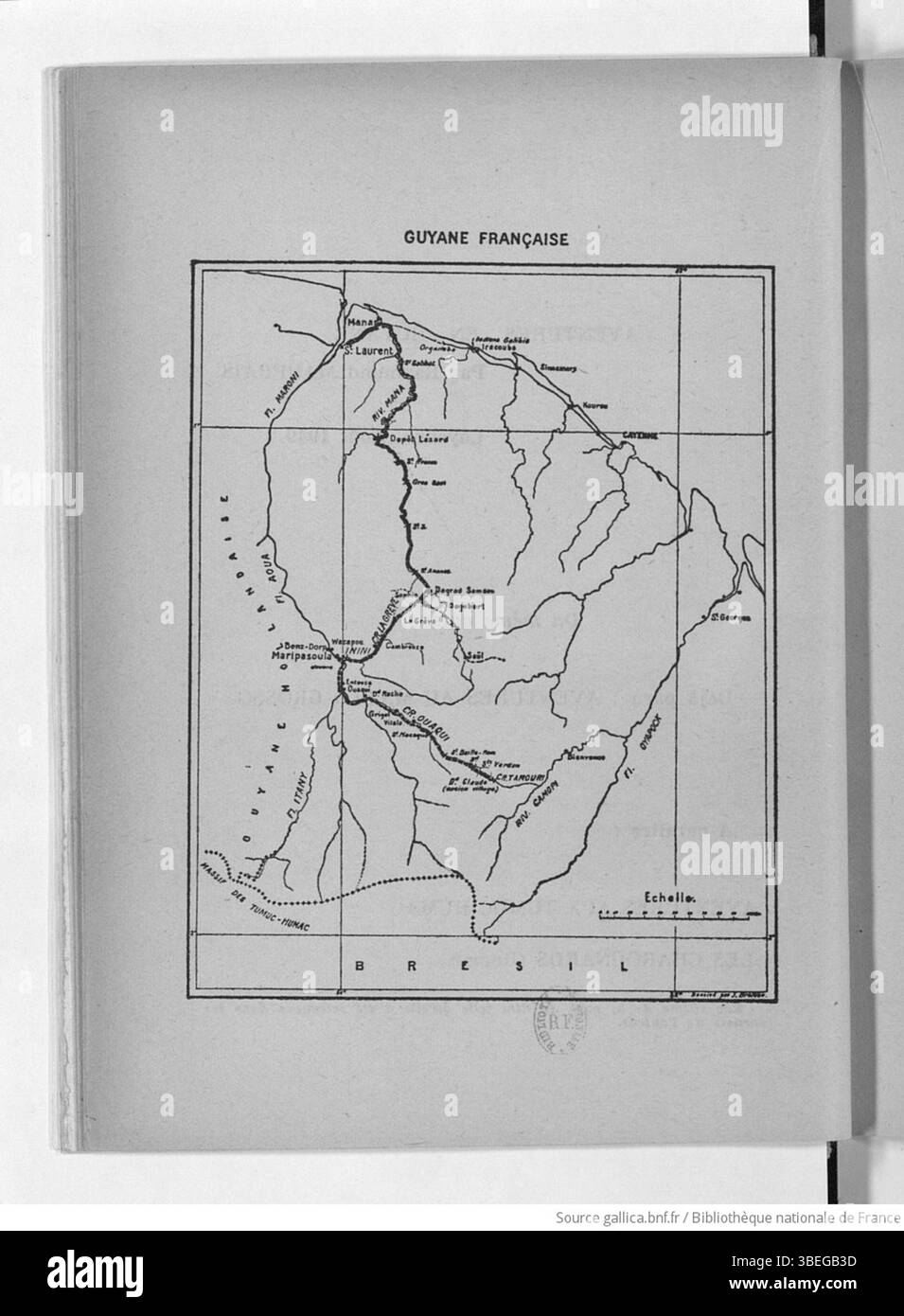 A map of French Guiana from Raymond Maufrais' 1952 work 'Aventures en ...
