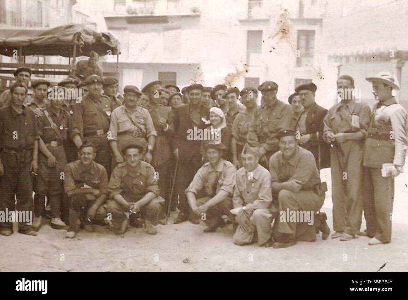 This photograph from 1936 depicts officers of the Carlist battalion ...