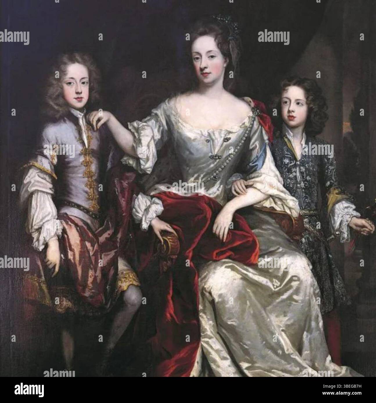 Portrait of Anne Scott, 1st Duchess of Buccleuch, with her two sons ...